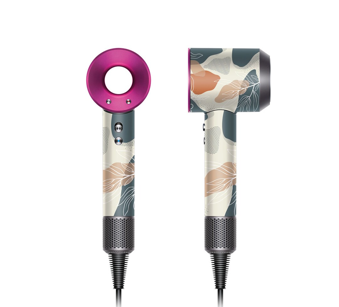 Dyson Floral Pastel Beige Pattern Vinyl Skin Hair Dryer Green Leaves ...
