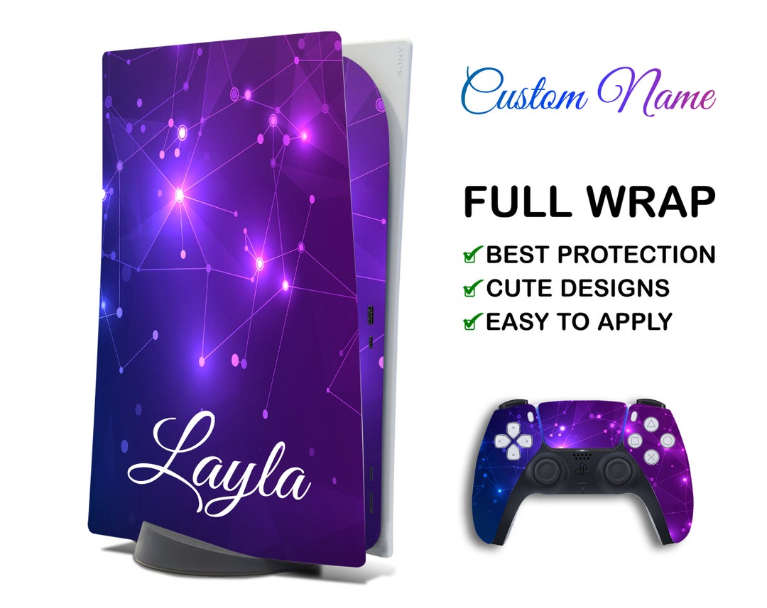 Custom Name PS5 Violet Stars Sticker Playstation 4 Pro Rainbow - Etsy