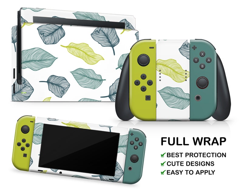 Leaves Pattern Nintendo Switch Vinyl Sticker Green Yellow - Etsy