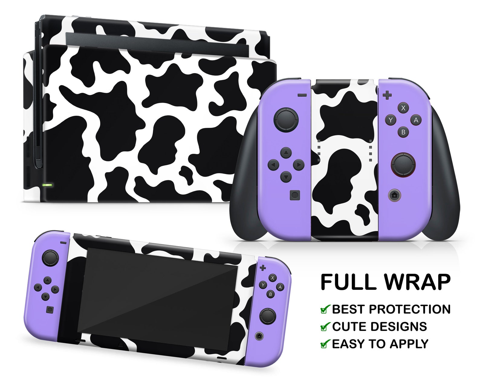 Cow Print Pattern Nintendo Switch Vinyl Skin Violet Solid - Etsy