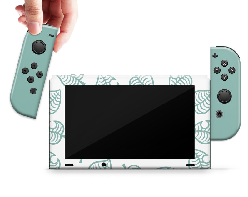 Green Leaves Pattern Nintendo Switch Vinyl Sticker Turquoise - Etsy