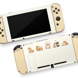 Cute Puppies Shiba Inu Nintendo Switch Vinyl Skin Beige Pastel Solid ...
