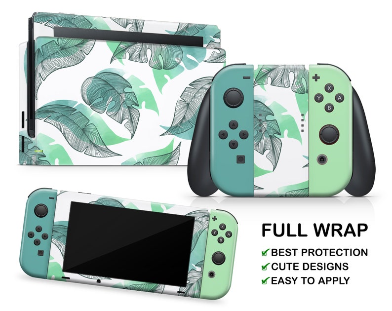 Nintendo Switc 2 Green Leaves Pattern Nintendo Switch Vinyl Sticker ...