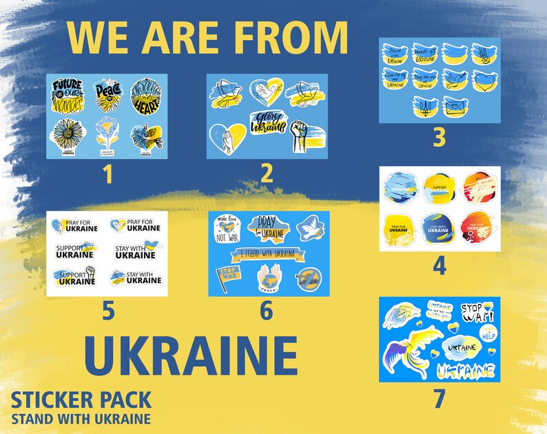STAND WITH UKRAINE Stickers Support Ukraine Vinyl Sticker Pack - Etsy