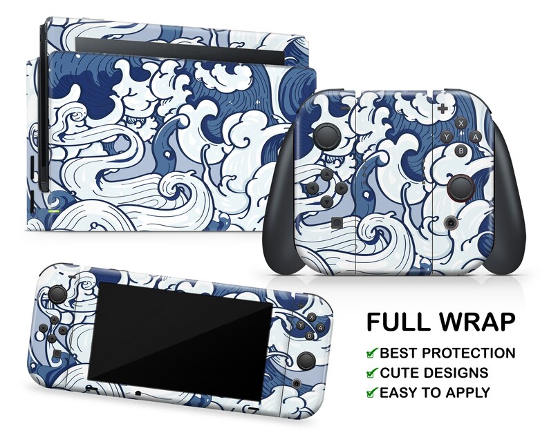 Ocean Waves Pattern Nintendo Switch Skin Blue Abstract Decal - Etsy