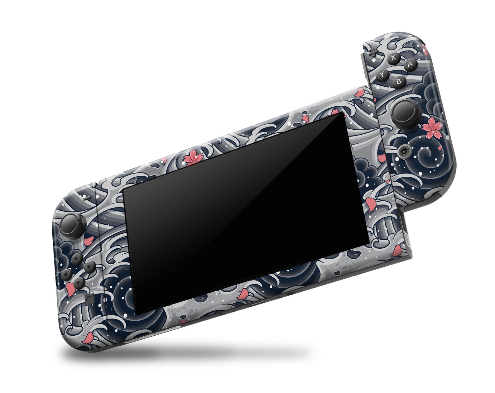 Dark Abstract Waves Nintendo Switch Vinyl Skin Pink Floral | Etsy