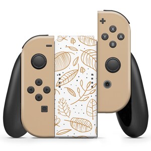 Beige Floral Pattern Nintendo Switch Vinyl Sticker Beige Solid Colors ...