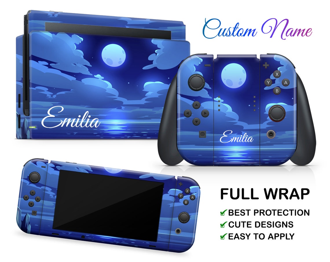 Custom Name Moonlight Blue Sky Nintendo Switch Vinyl Skin | Etsy