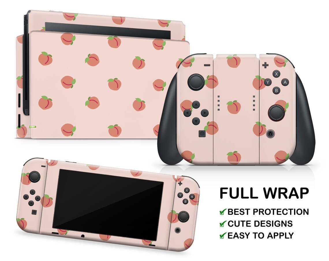 Coral Pink Peach Pattern Nintendo Switch Vinyl Skin Fruits | Etsy