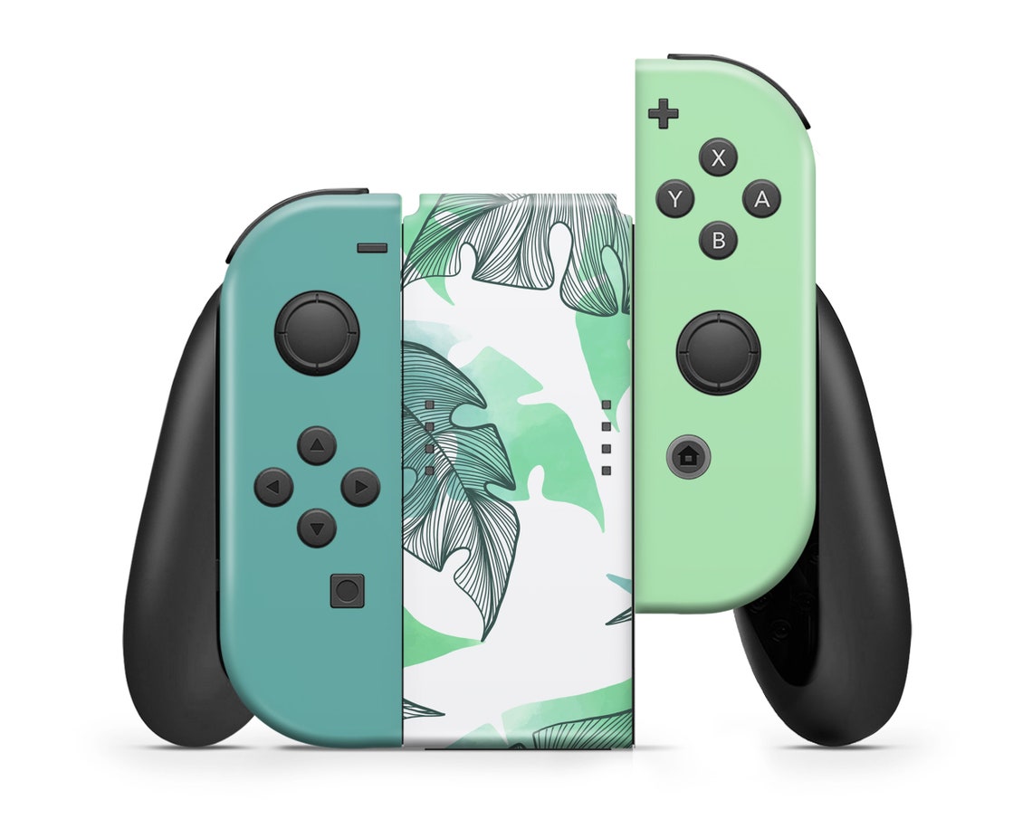 Green Leaves Pattern Nintendo Switch Vinyl Sticker Turquoise - Etsy