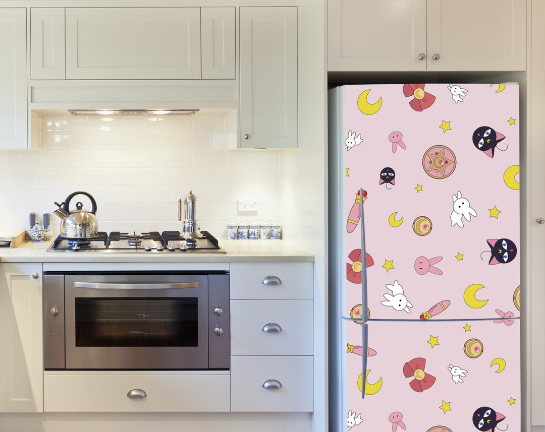 Pink Anime Pattern Refrigerator Skin Japan Anime Sakura Design Fridge ...