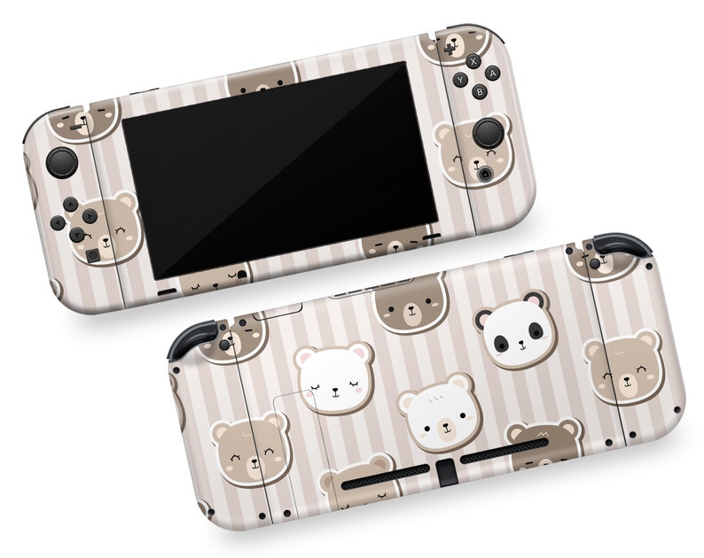 Cute Bears Pattern Nintendo Switch Vinyl Sticker Beige Pastel | Etsy