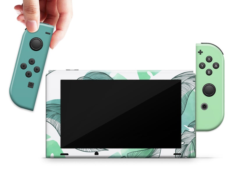 Green Leaves Pattern Nintendo Switch Vinyl Sticker Turquoise - Etsy