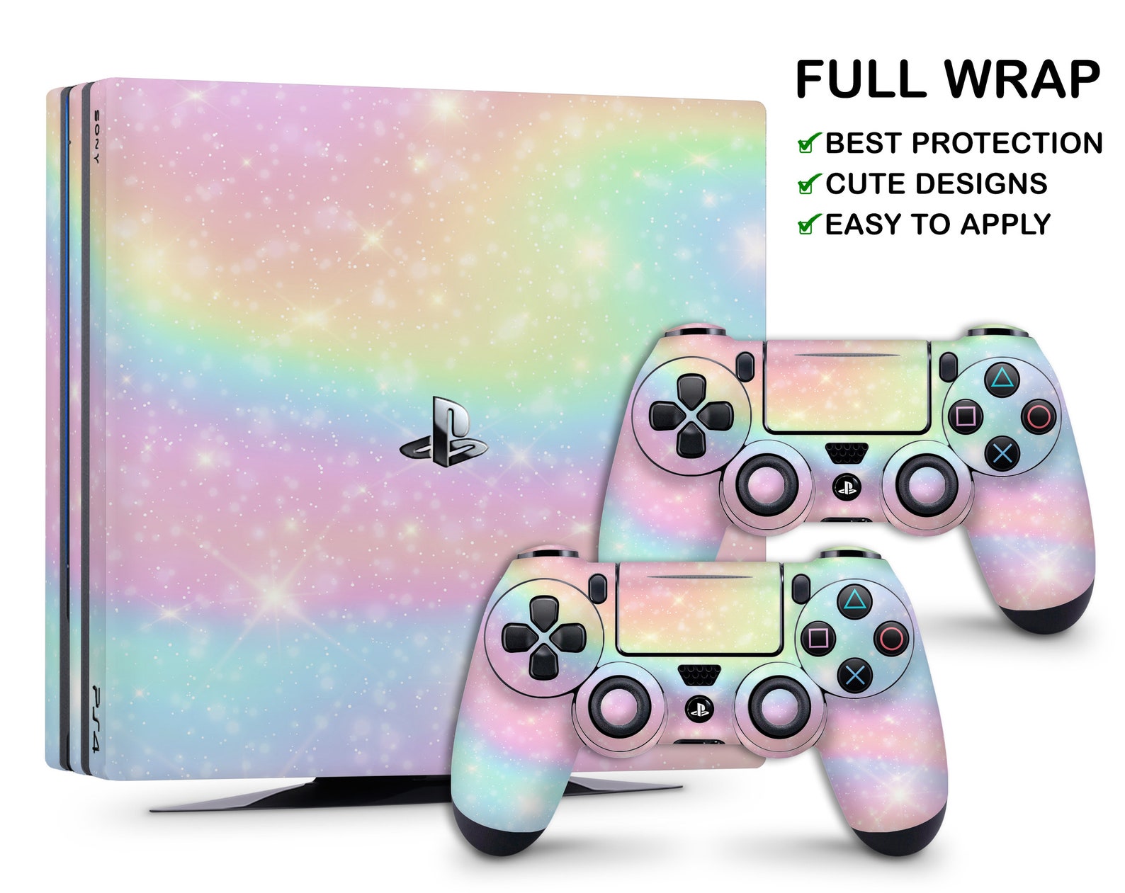 Playstation 4 Pro Rainbow Skin PS5 Sparkles Blue Sticker Playstation 4 ...