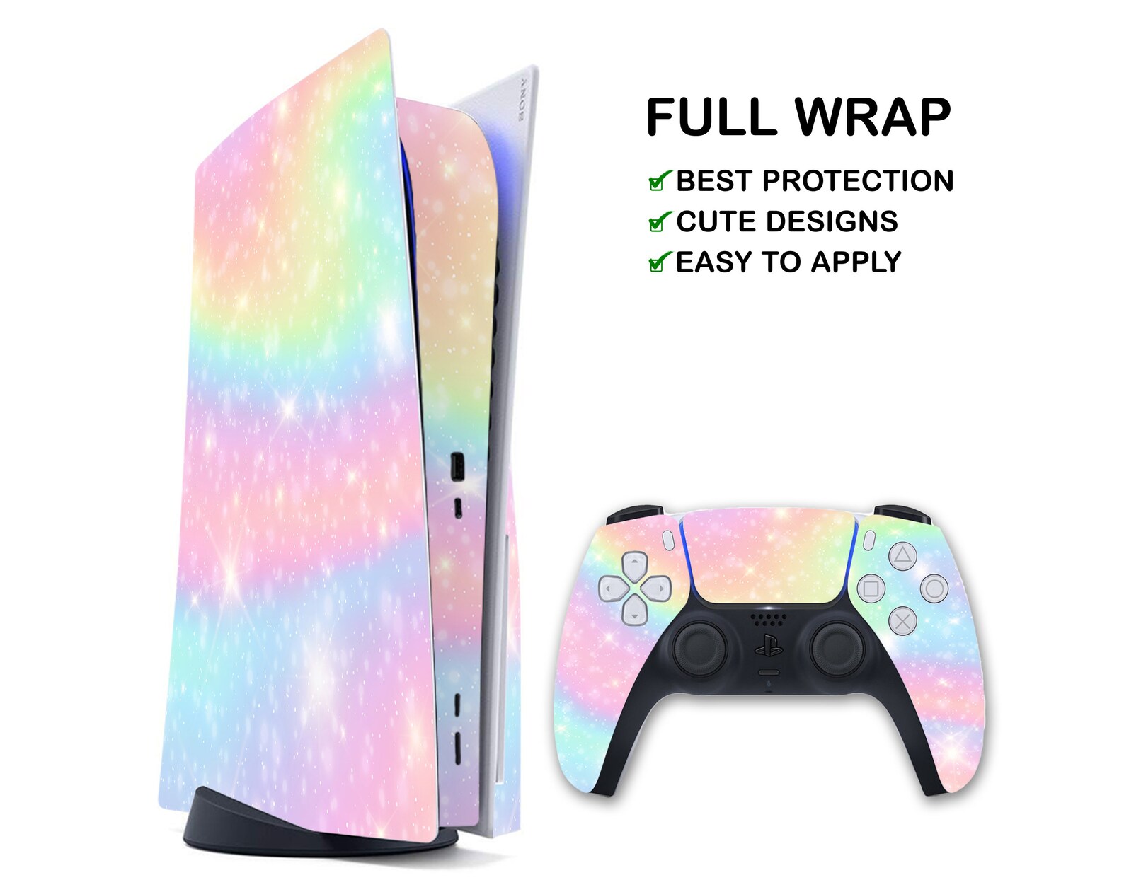 PS5 Playstation 4 Pro Rainbow Skin PS5 Sparkles Blue Sticker | Etsy