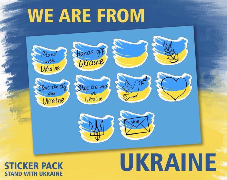 STAND WITH UKRAINE Stickers Support Ukraine Vinyl Sticker Pack - Etsy