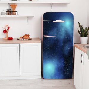 Deep Blue Universe Space Gold Marble Refrigerator Skin Abstract Fridge ...