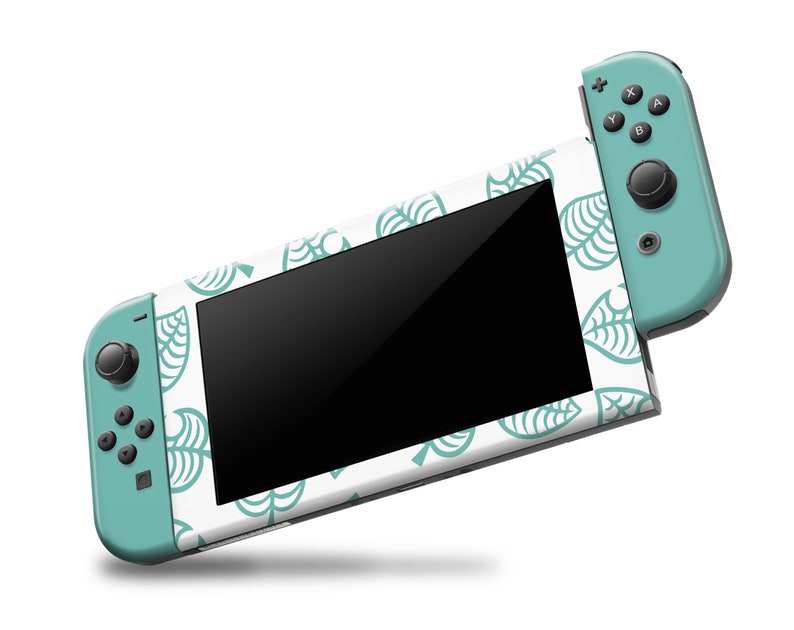Green Leaves Pattern Nintendo Switch Vinyl Sticker Turquoise - Etsy