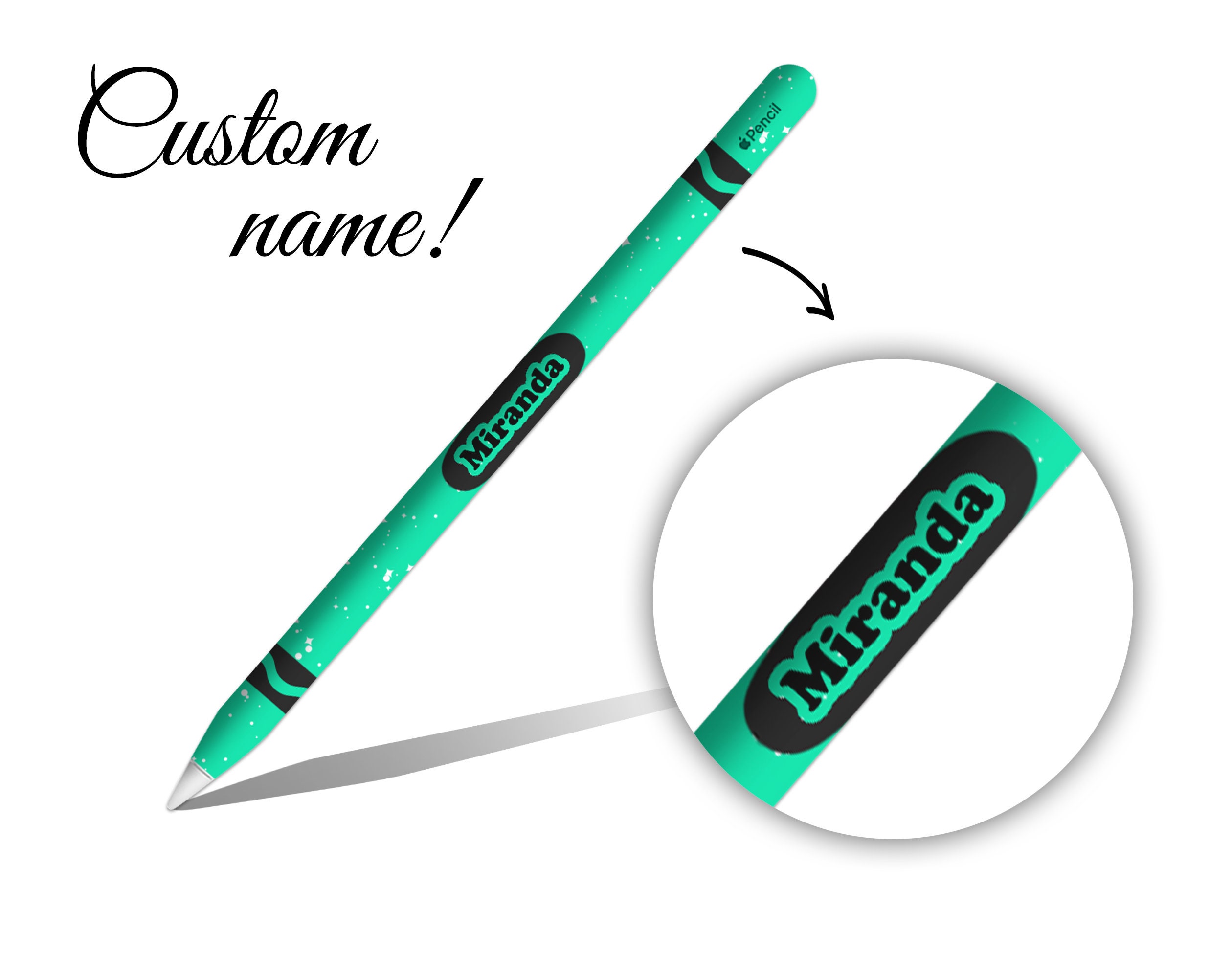 Turquoise Crayon Custom Name Pattern Apple Pencil 1st 2nd - Etsy UK