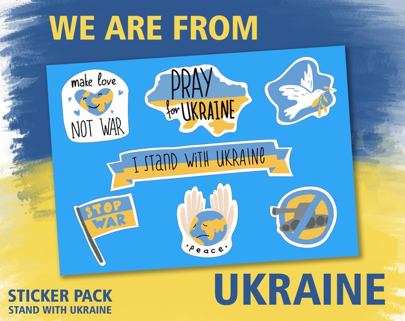 STAND WITH UKRAINE Stickers Support Ukraine Vinyl Sticker Pack - Etsy