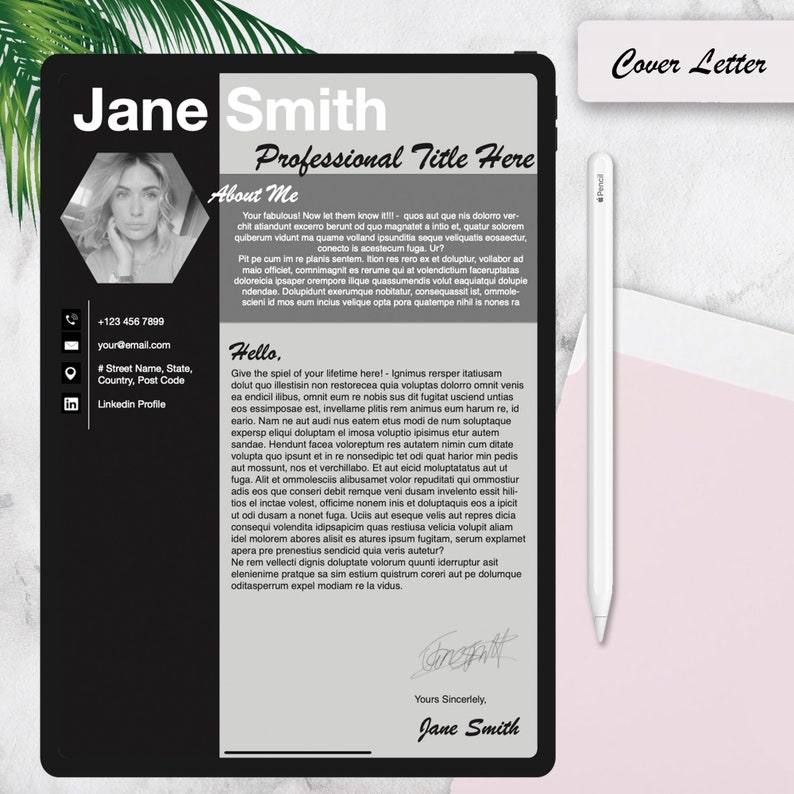 Sleek & Modern Resume Template Completely Customizable MS Word and ...