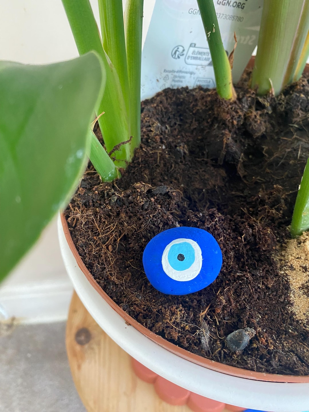 Evil Eye Painted Stones, Plant Pot Accessory, Hand Painted, Painted ...