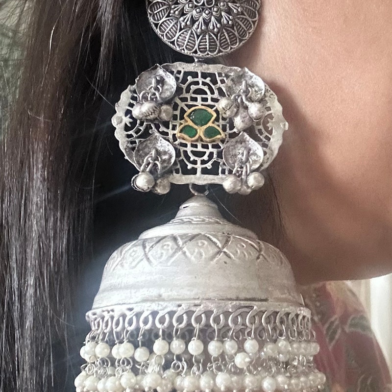 Silver Jhumkas - Etsy