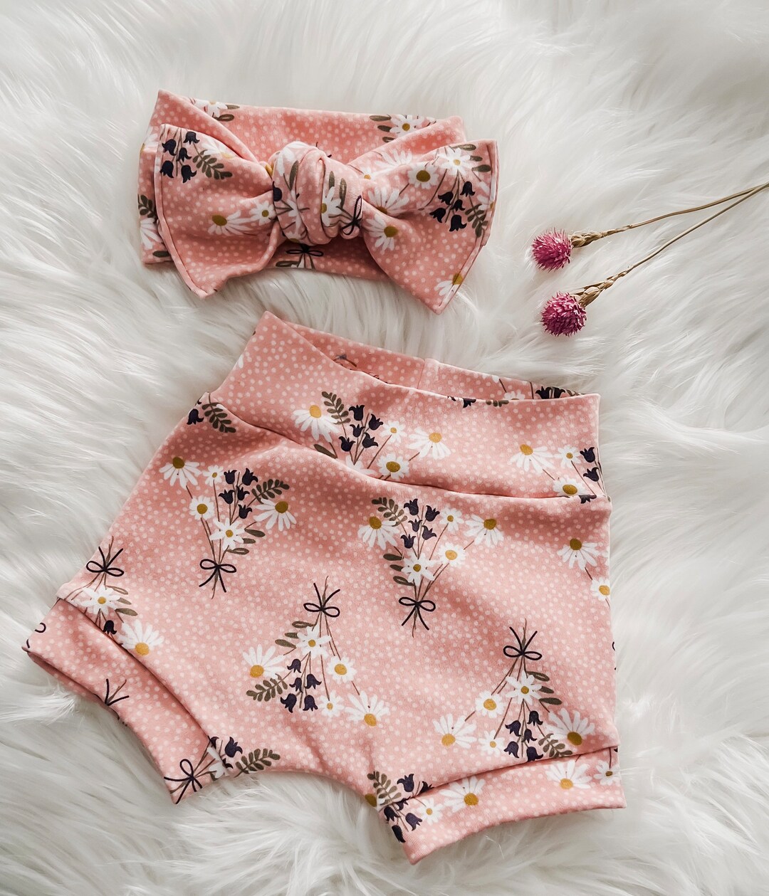 Wild Daisy Boutique Bummies in Pink With Bow Headband And/or Headband and Bummies Set/cute Baby ...