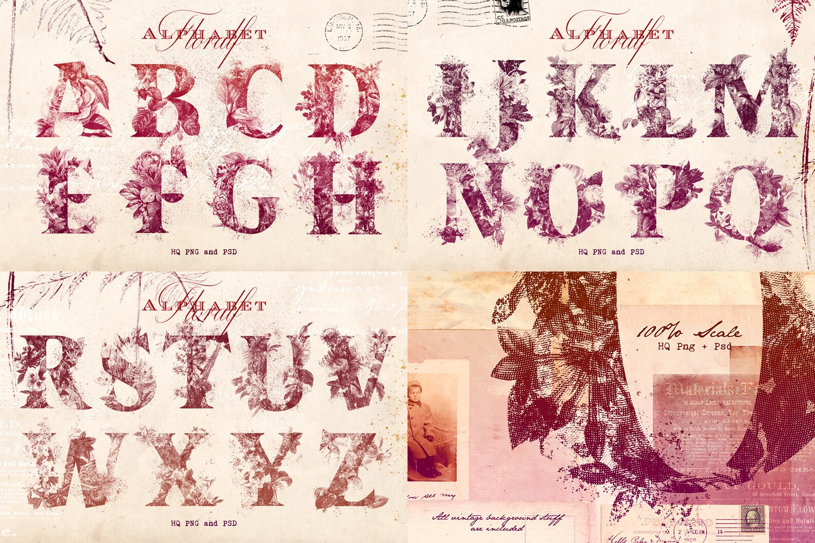 Vintage Artist Collection • Floral Alphabet • Floral Patterns • Retro ...