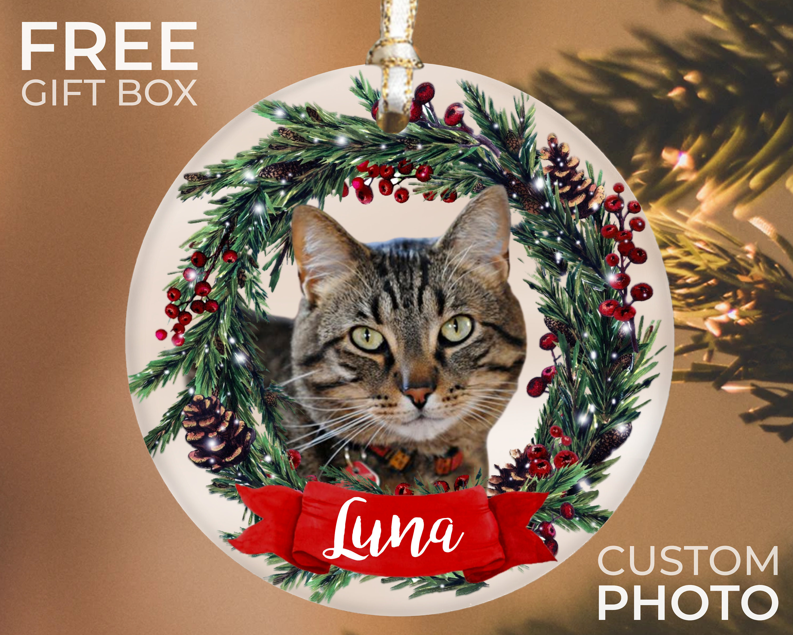 Personalized Pet Ornament Custom Cat Christmas Ornament Pet - Etsy