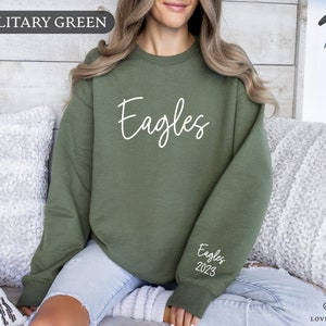 Custom Team Name Sweatshirt With Sleeve Print, School Mascot Sweatshirt ...