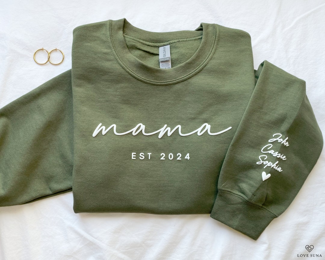 Personalized Mama Est Sweatshirt With Kid Names on Sleeve, Mothers Day ...