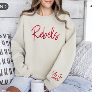 Custom Team Name Sweatshirt With Sleeve Print, School Mascot Sweatshirt ...