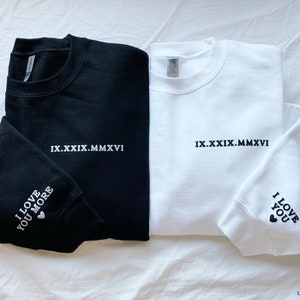 Personalized Roman Numeral Date Sweatshirt, Custom Sleeve Initial ...