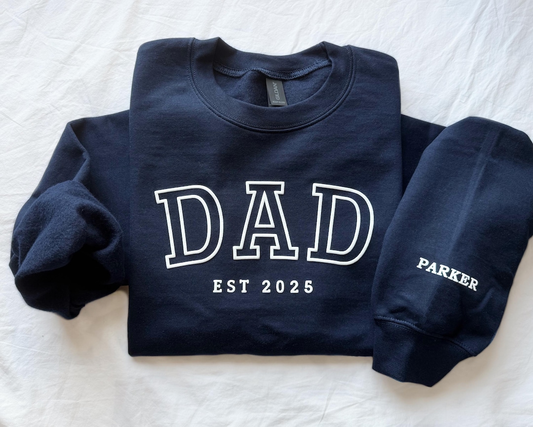 Personalized Dad Sweatshirt Est Year With Kids Names on Sleeve, Fathers ...