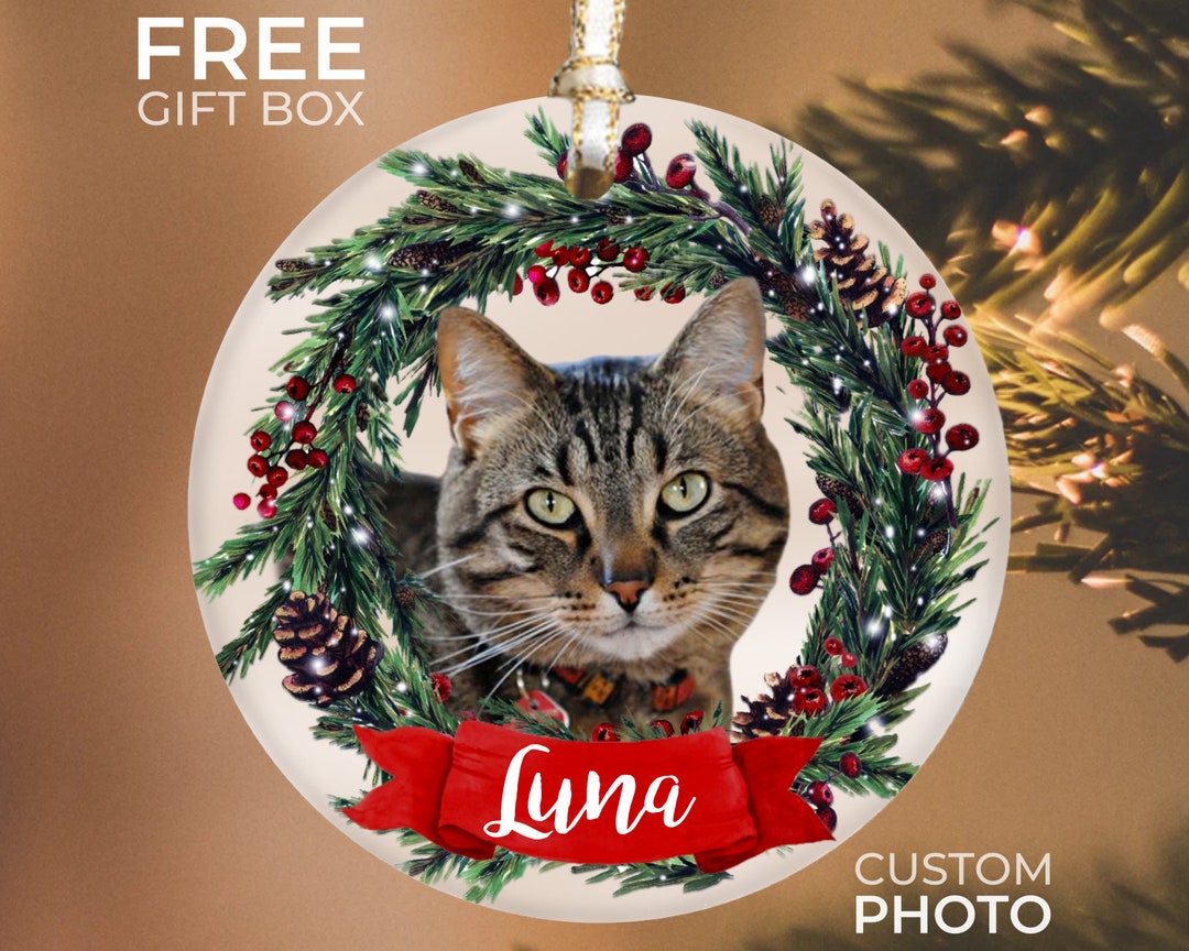 Personalized Pet Ornament, Custom Cat Christmas Ornament, Pet Memorial ...