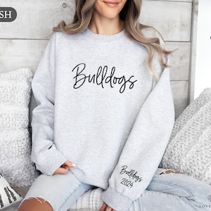 Custom Team Name Sweatshirt With Sleeve Print, School Mascot Sweatshirt ...