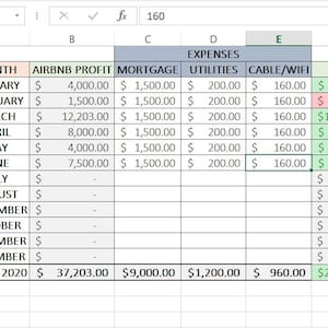 Rental Property Income Finance Excel Sheetairbnbvrbohomeaway - Etsy