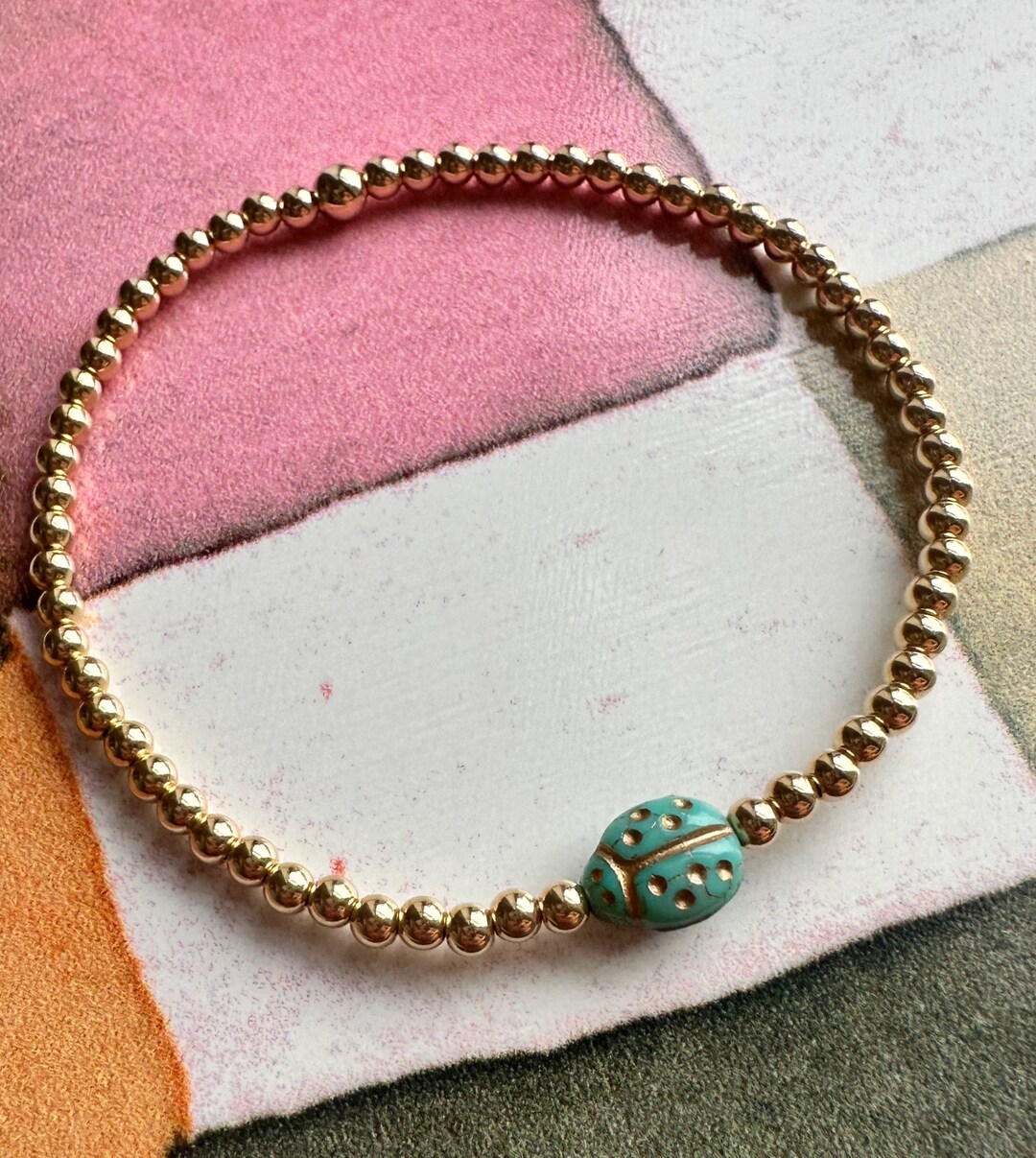 Dainty Gold Filled Lucky Lady Bug Bracelet 3mm - Etsy