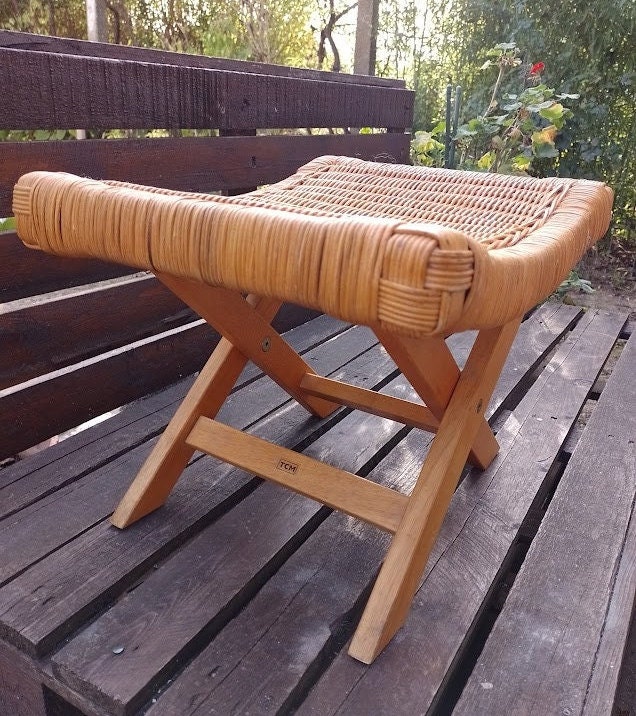 Low Rattan Folding Chair/mid Century Chair /retro Chair / - Etsy