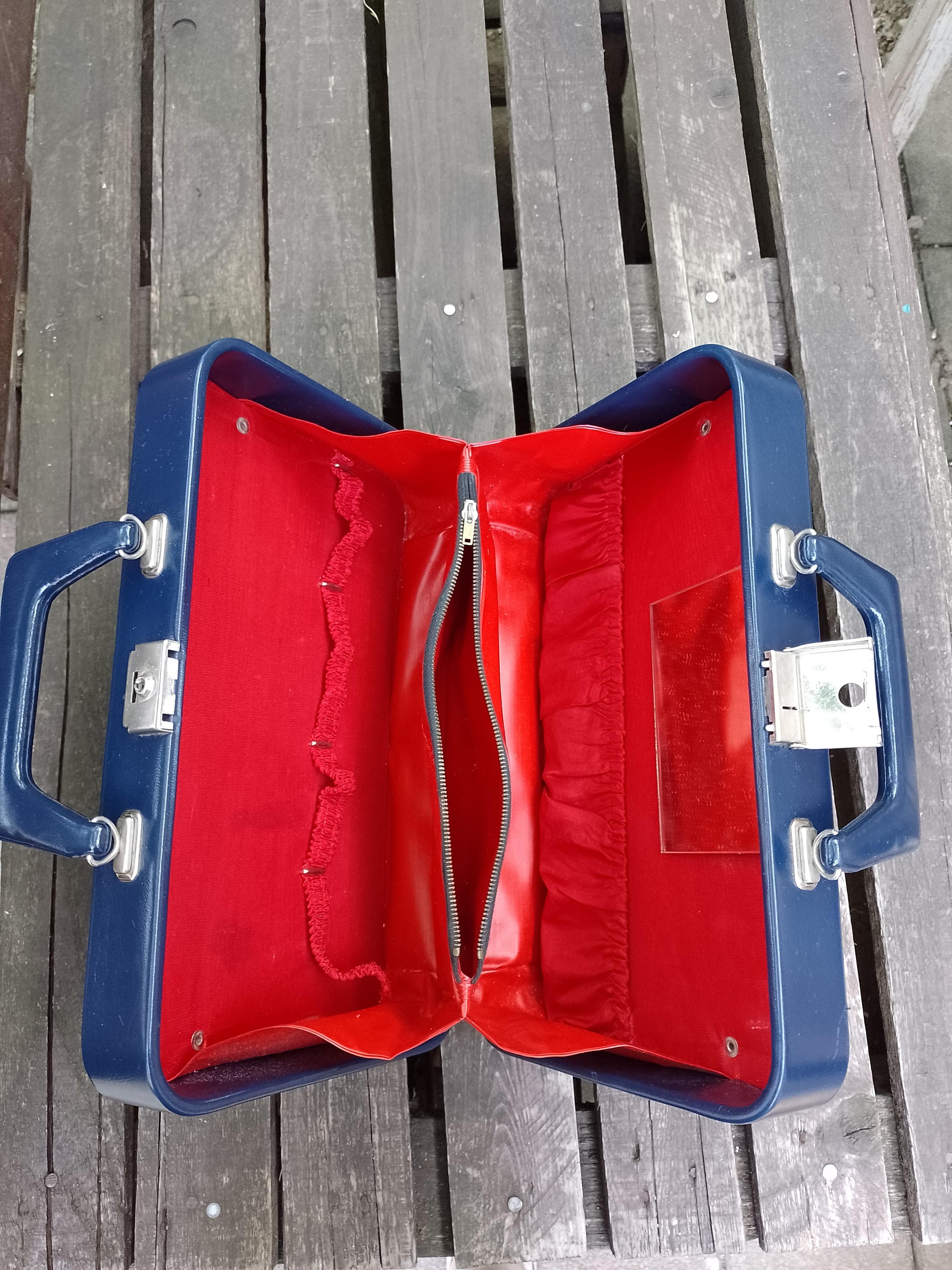 Vintage Cosmetic Bag / 50s / Cosmetics Chest / Vintage Case / Blue ...