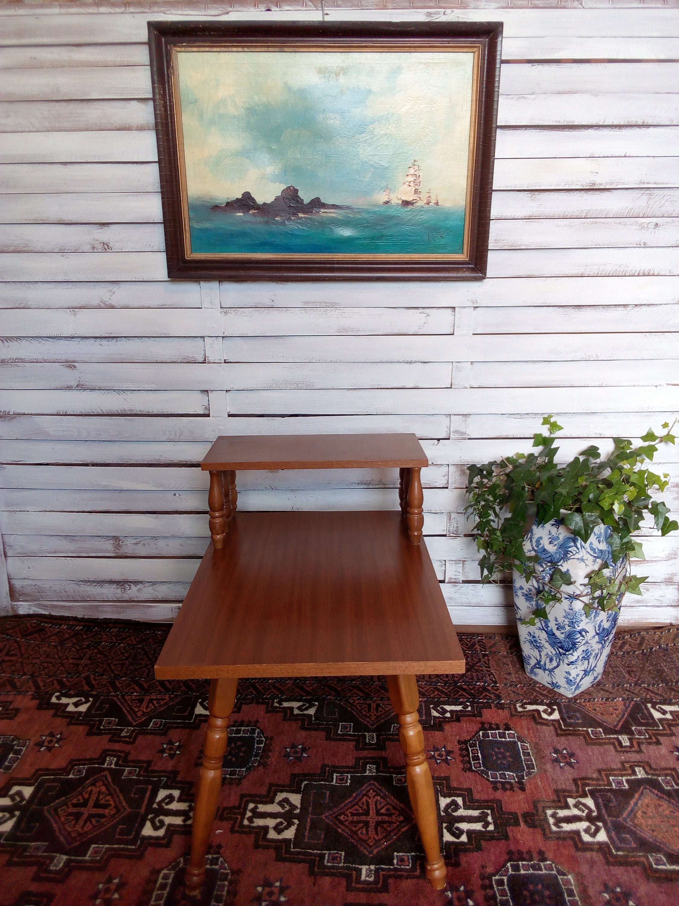 Mid Century Table/ Vintage Telephone Table/rustic Table/end Table/ Two ...