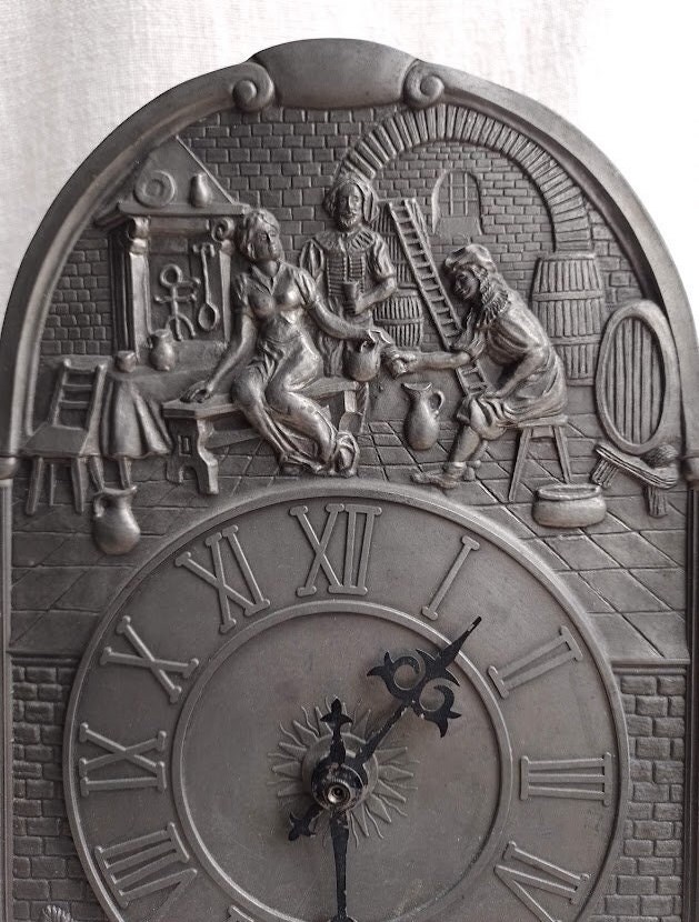 Vintage Clock /table Clock / Pewter Clock / Rustic Clock/70s - Etsy