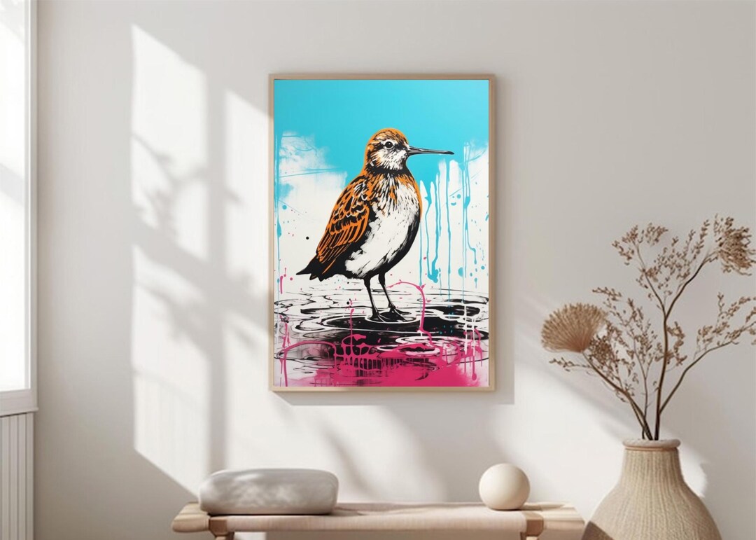 Andy Warhol Style Bird Dunlin 2 Art Print, Home & Bedroom Decor for ...