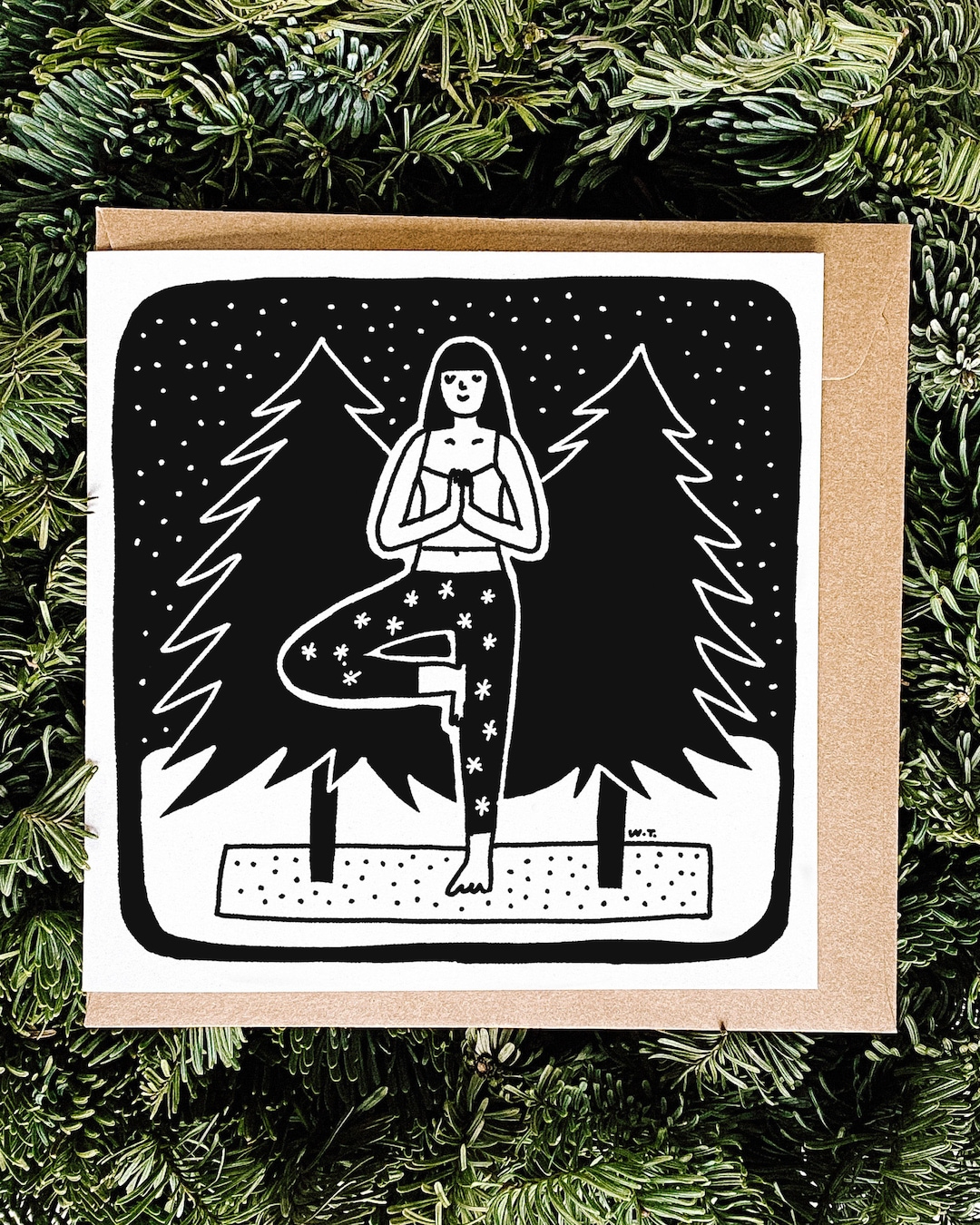 Yoga Tree Pose Christmas Card - Etsy