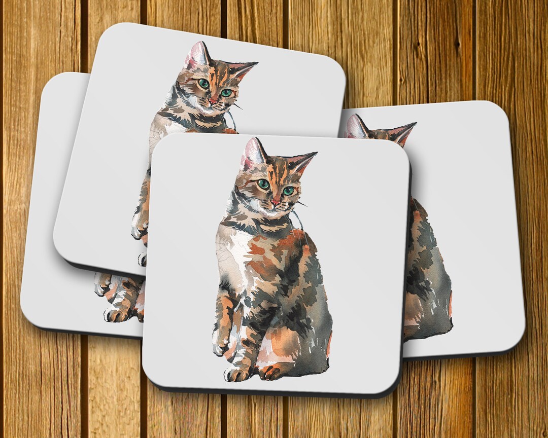 Custom Pet Coasters, Cat Breeds, Vibrant Watercolour Cats, Pet Lover ...