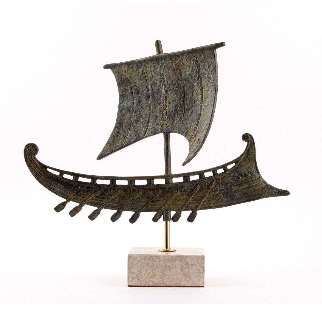 Modelo de trirreme griego antiguo, buque de guerra antiguo, bronce ...