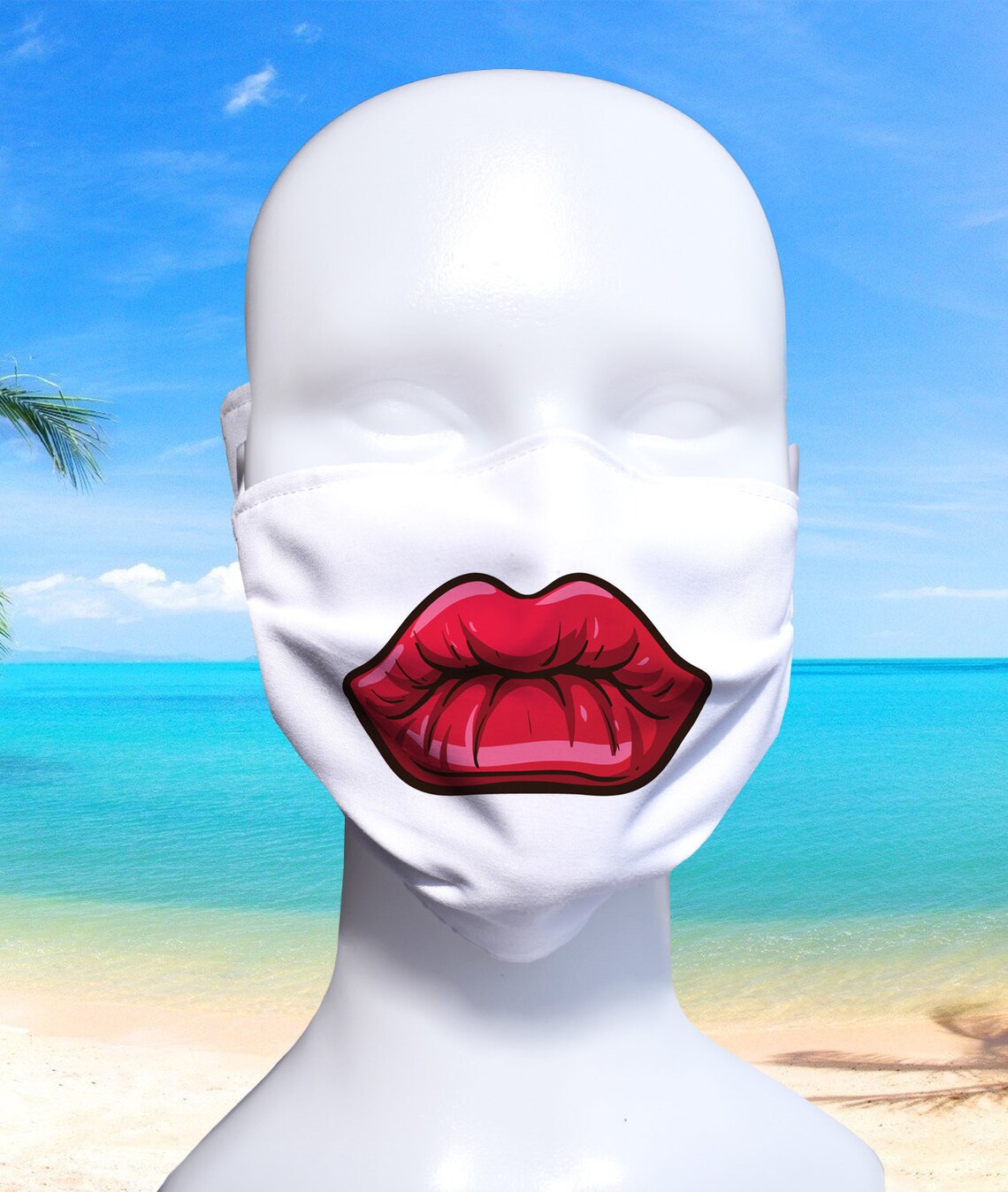 Mask Sexy Kiss Mouth Lips Printed Face Mask Handmade Cotton Etsy