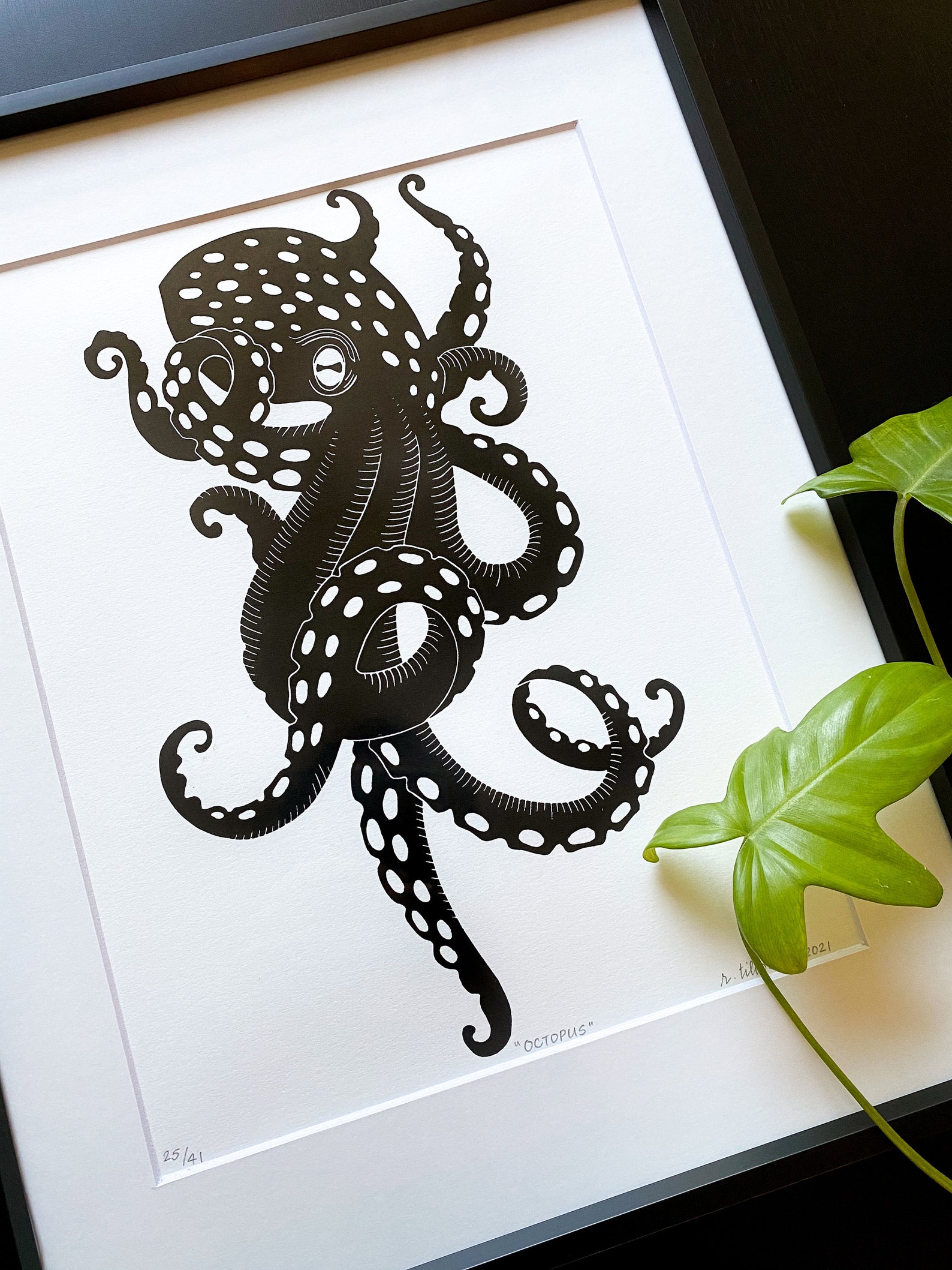 Octopus Linocut Octopus Art Ocean Inspired Art Original | Etsy