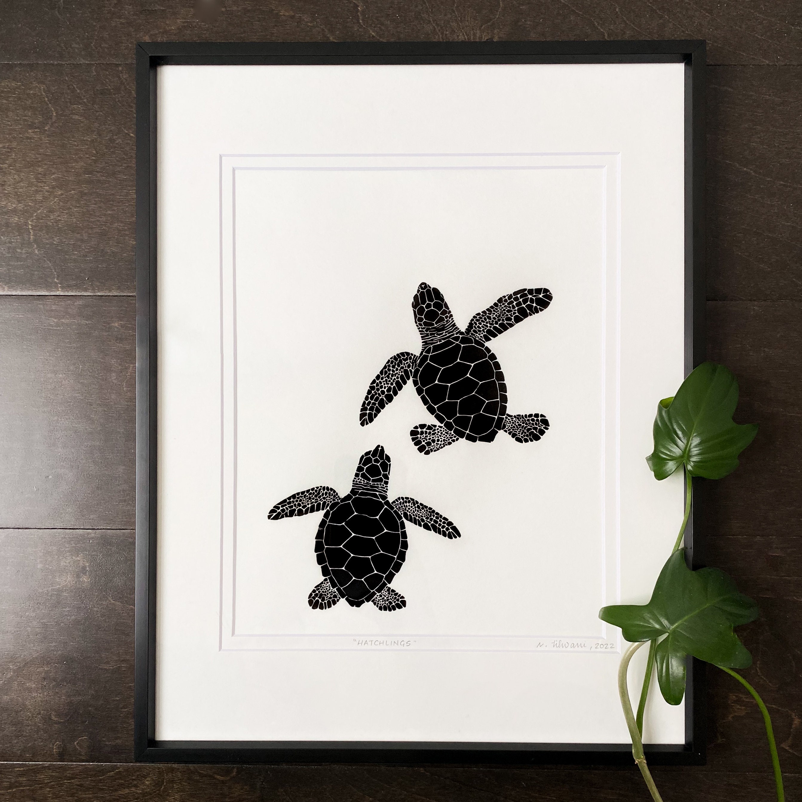 Turtles Linocut Baby Turtles Art Print Original Linocut - Etsy